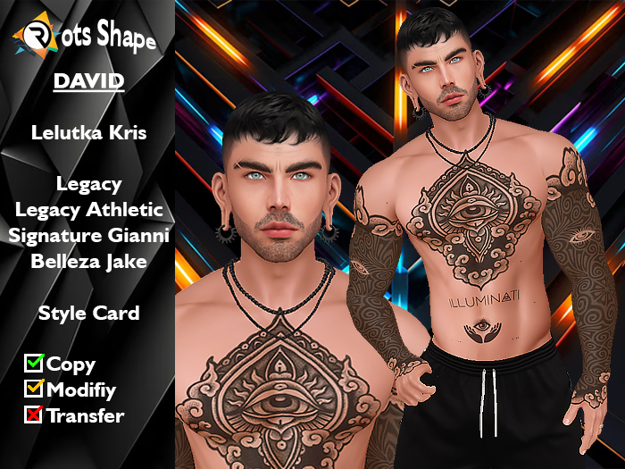 Second Life Marketplace - David - Kris Shape - Lelutka Kris evox - Rots Shape